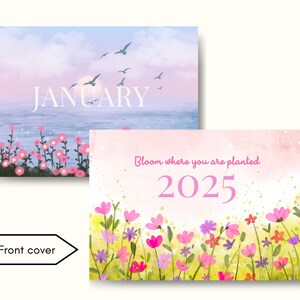 2025 Painted Flower Field Wall Calendar Template Editable in Canva, 12 ...
