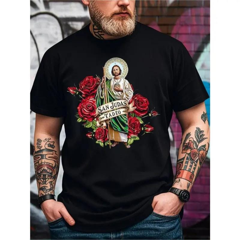 San Judas Tadeo Pray T-shirt, Religious Graphic Hoodie, Catholic ...