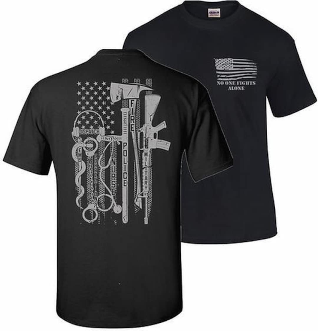 No One Fights Alone Shirt, Support First Responders Sweatshirt, USA ...