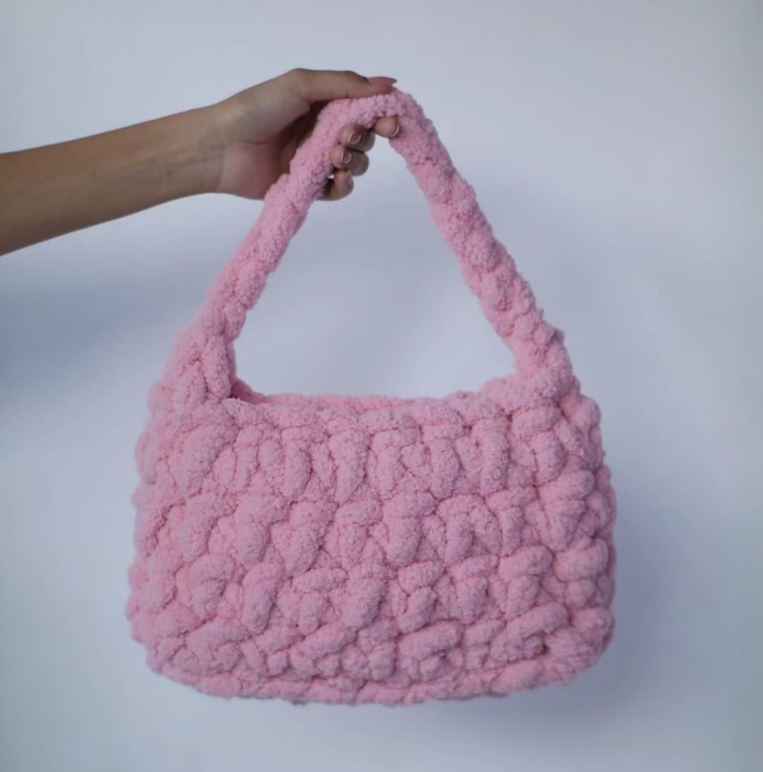 Pink Chunky Yarn Crochet Bag Crochet Bag Handmade Bag Chunky Yarn Pink Bag Pink Crochet Bag - Etsy