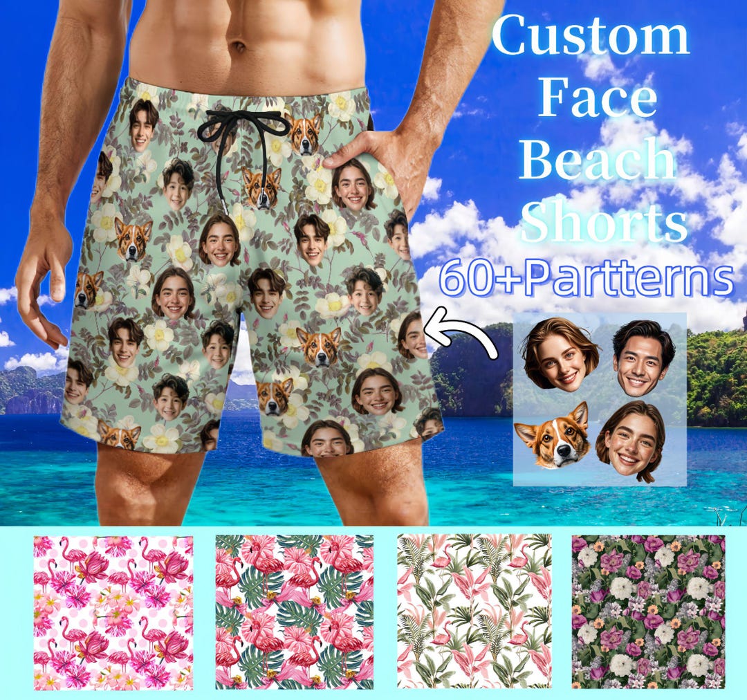 Custom Face Swim Trunks,personalized Men Bathing Suit,face on Surf ...