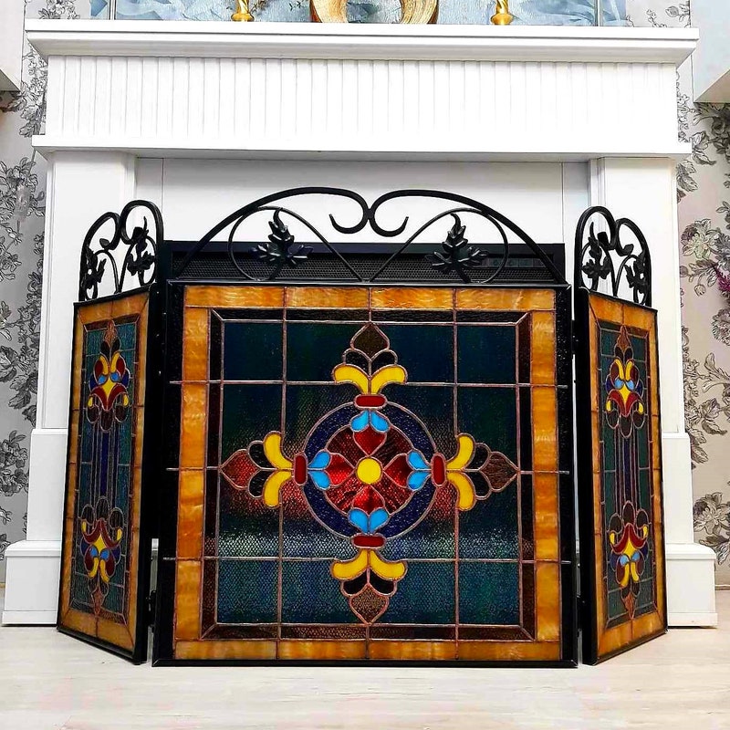 Stained Glass Fireplace Screen - Etsy