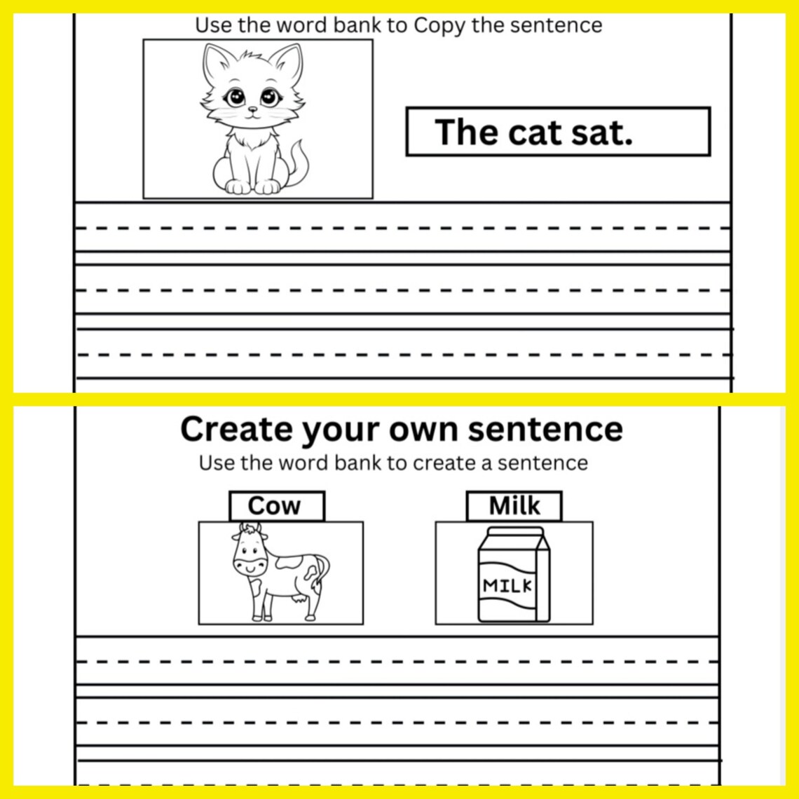 Create Your Own Sentence-kindergarten Writing- Draw and Write Journal ...