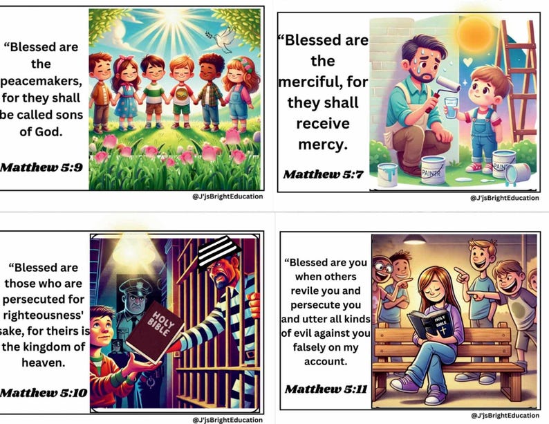 Beatitudes Worksheets: Bible Lesson Activity (PDF Files) - Etsy