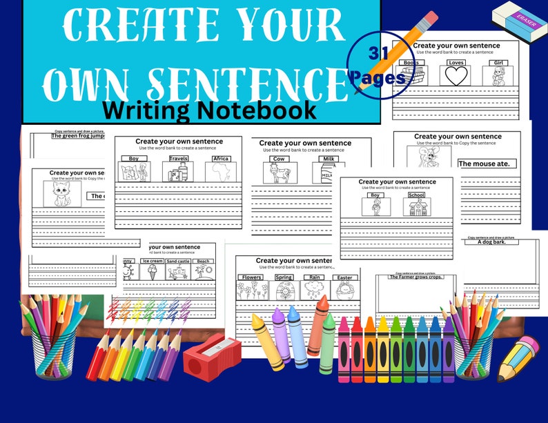 Create Your Own Sentence-kindergarten Writing- Draw and Write Journal ...