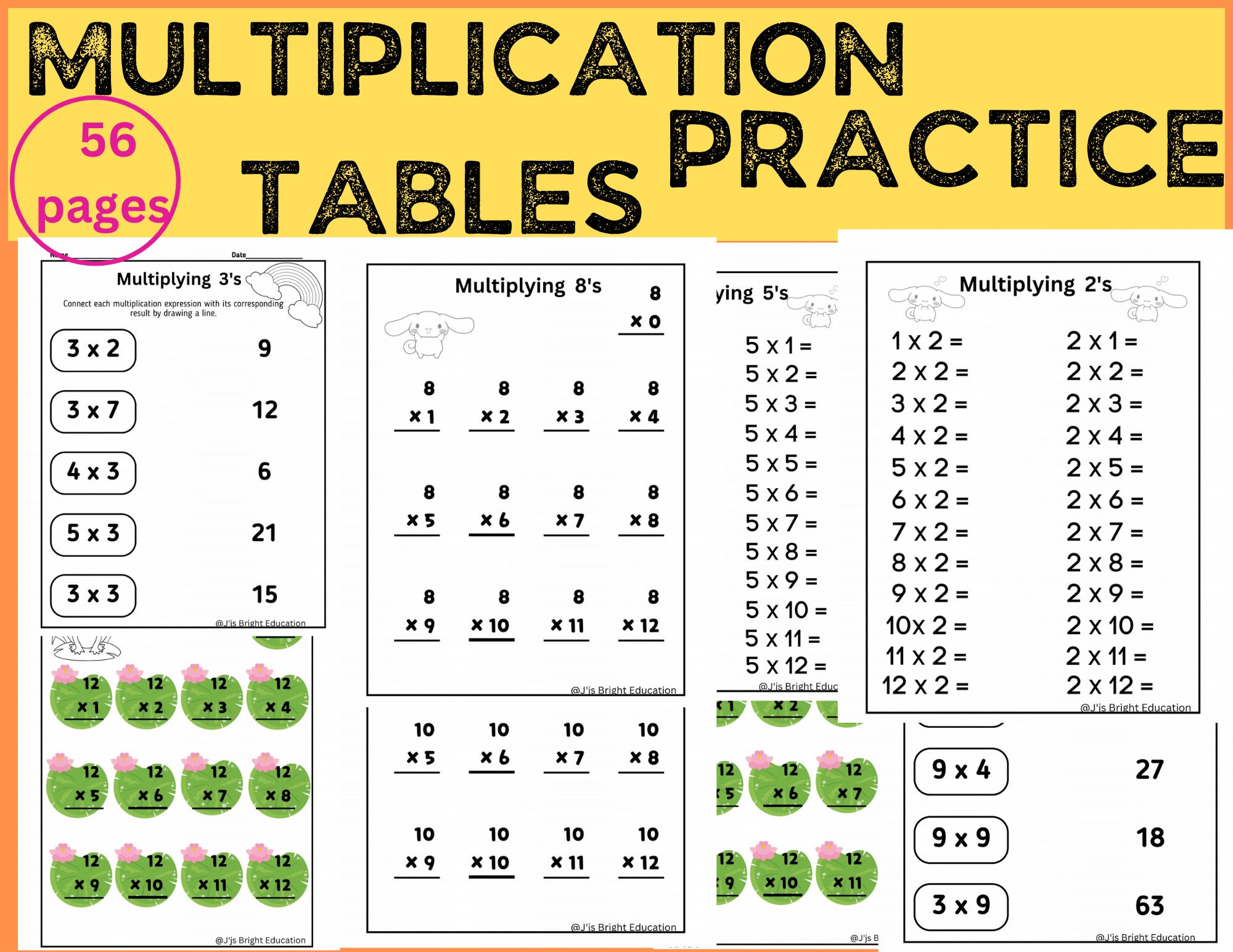 Multiplication Practice Worksheets| Numbers 1-12| Math Worksheets| Math ...