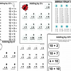 Math Worksheets|addition Practice 1-12|addition Printables|kindergarten ...