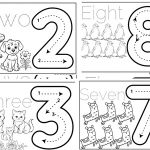Number Tracing Worksheets: Preschool Coloring Pages 1-10 (instant ...