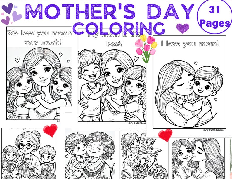 Mother's Day Coloring Pages|mom Themed Coloring Pages|kids Printable ...