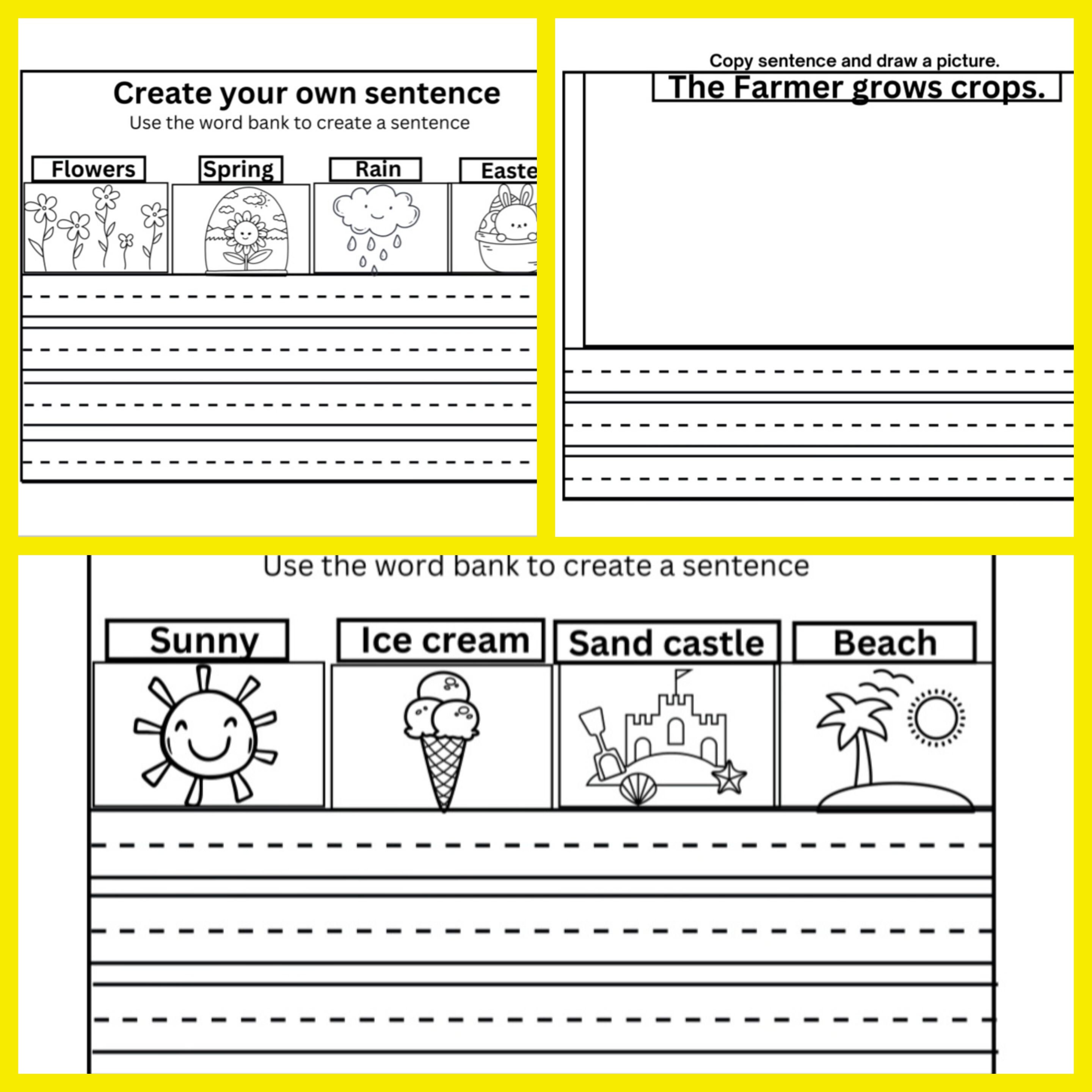 Create Your Own Sentence-kindergarten Writing- Draw and Write Journal ...