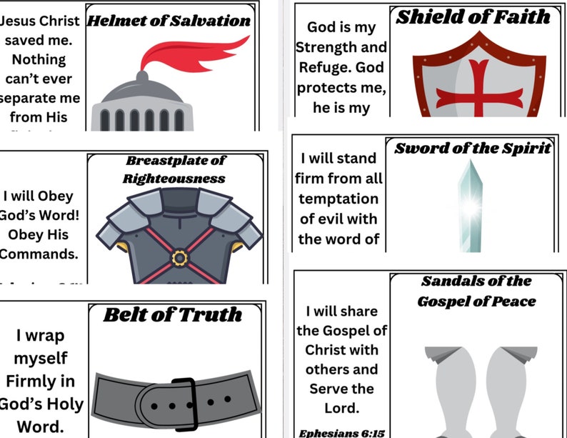 Armor of God Worksheets: Sunday School Lesson (PDF) - Etsy
