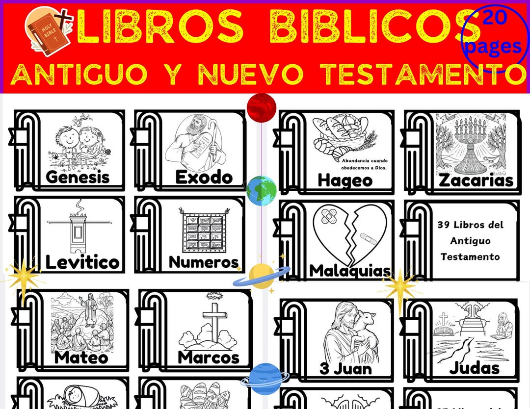 Spanish Bible Coloring Worksheets: Old & New Testament (PDF) - Etsy