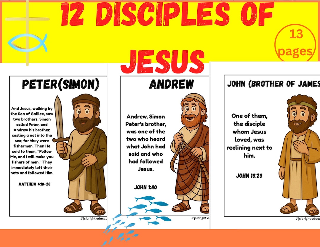 12 Disciples of Jesus Print: Sunday School Bible Lesson - Etsy