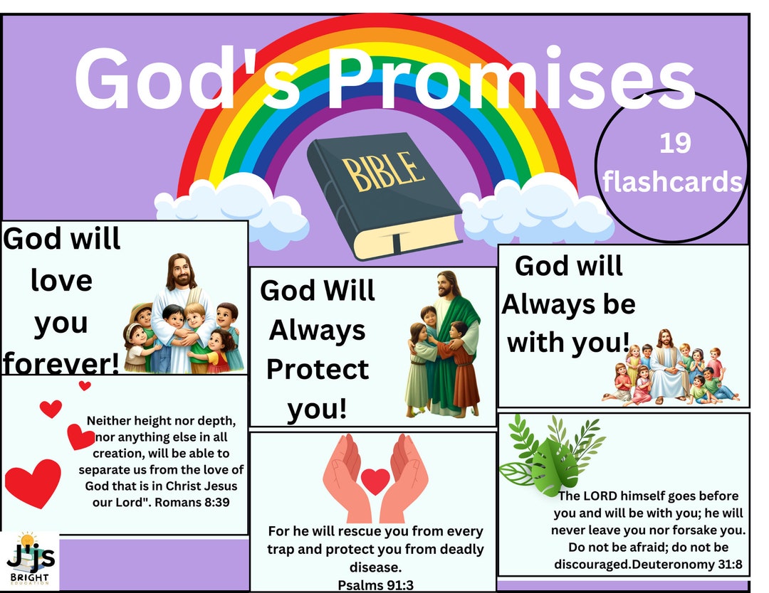 God's Promises Flashcards: Kids Bible Memory Verses (digital Download ...