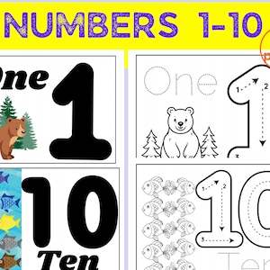 Number Tracing Worksheets: Preschool Coloring Pages 1-10 (instant ...