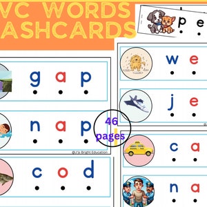 CVC Words Flashcards-cvc Printable Flashcards-blending Sounds-phonics ...