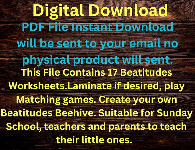 Beatitudes Worksheets: Bible Lesson Activity (PDF Files) - Etsy