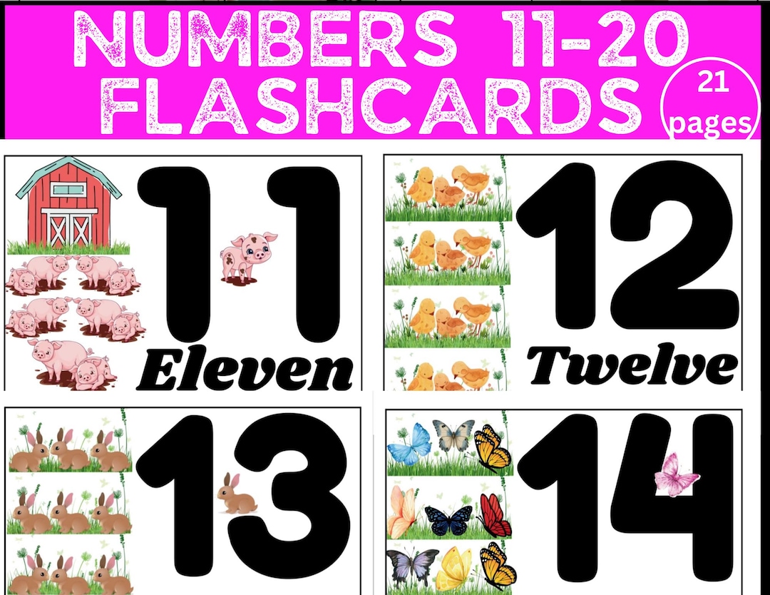 Numbers 11-20 Flashcards: Coloring & Tracing Worksheets (PDF) - Etsy