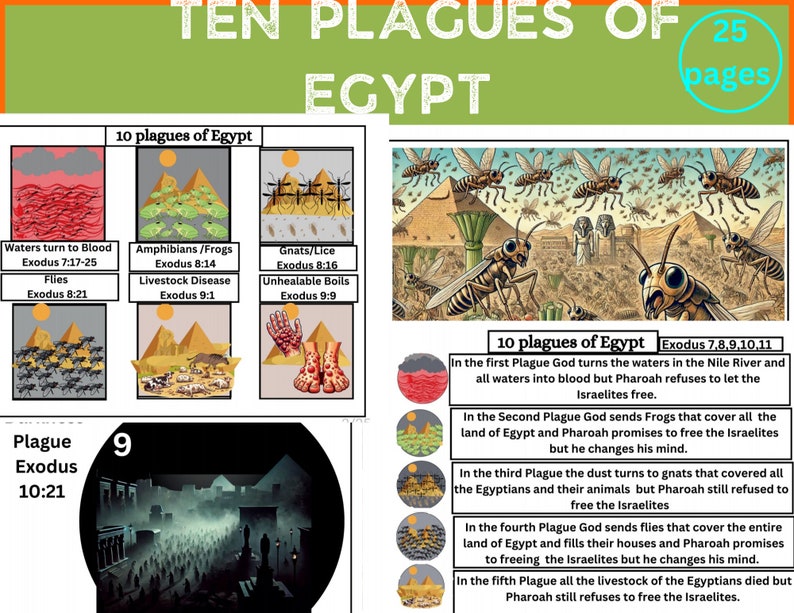 Ten Plagues of Egypt Activity: Moses Story, Sunday School Printable ...