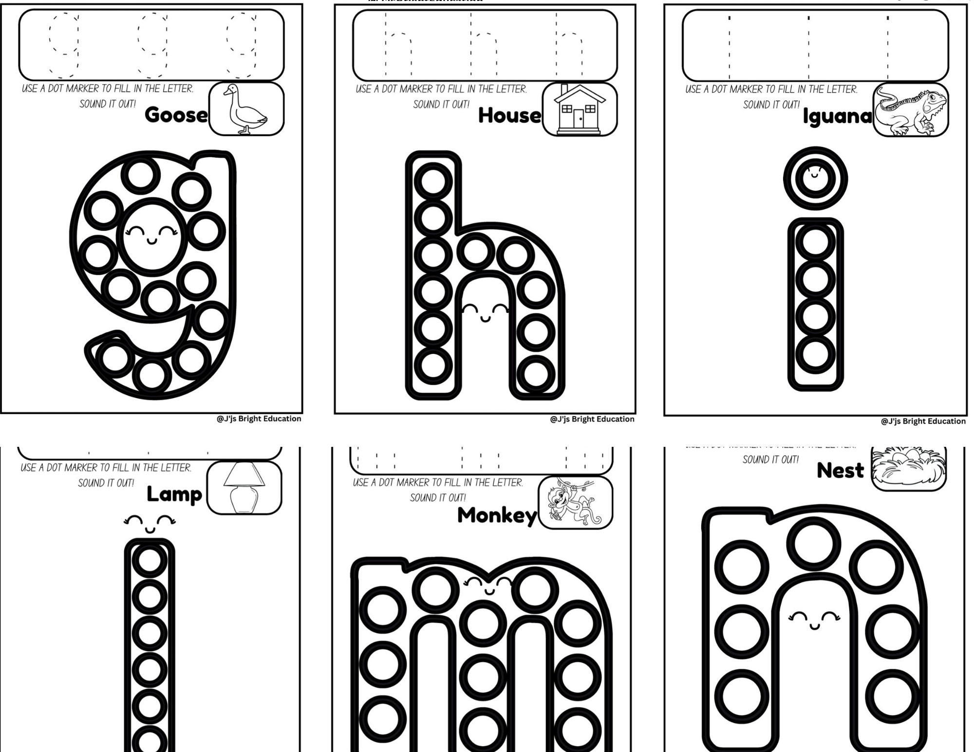 Lowercase Alphabet Dot Marker Activity: Montessori Worksheets (PDF ...