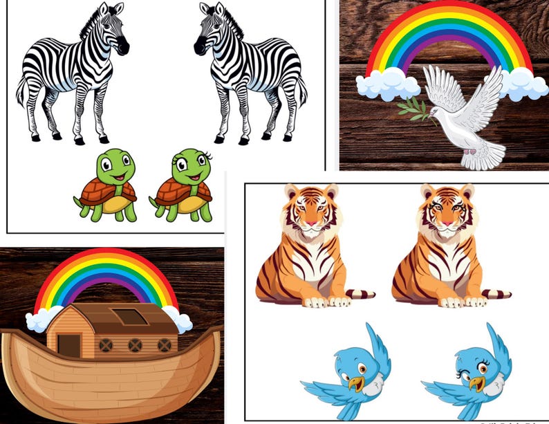 Noah's Ark Craft: Bible Story Matching Activity (PDF) - Etsy