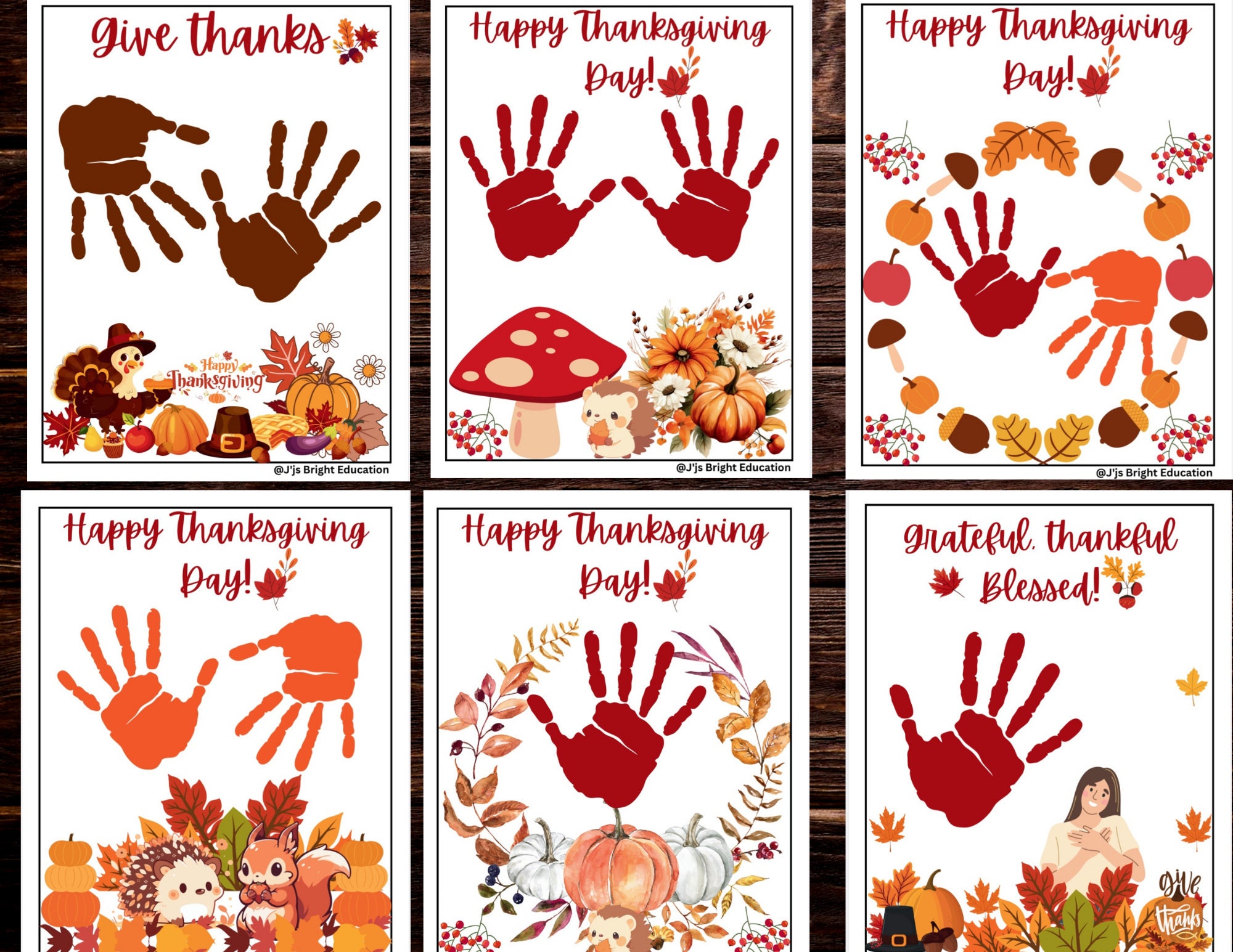 Thanksgiving Handprint Art: Fall Activity Worksheets (printable) - Etsy