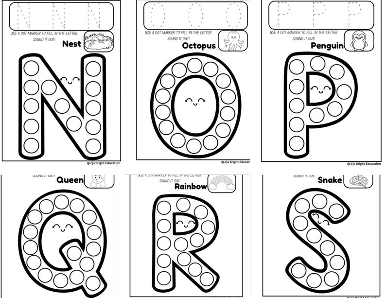 Dot A Dot Uppercase Alphabet Letters: Preschool Kindergarten Worksheets ...