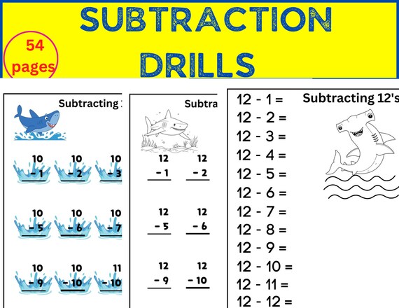 Subtraction Drill Worksheets For