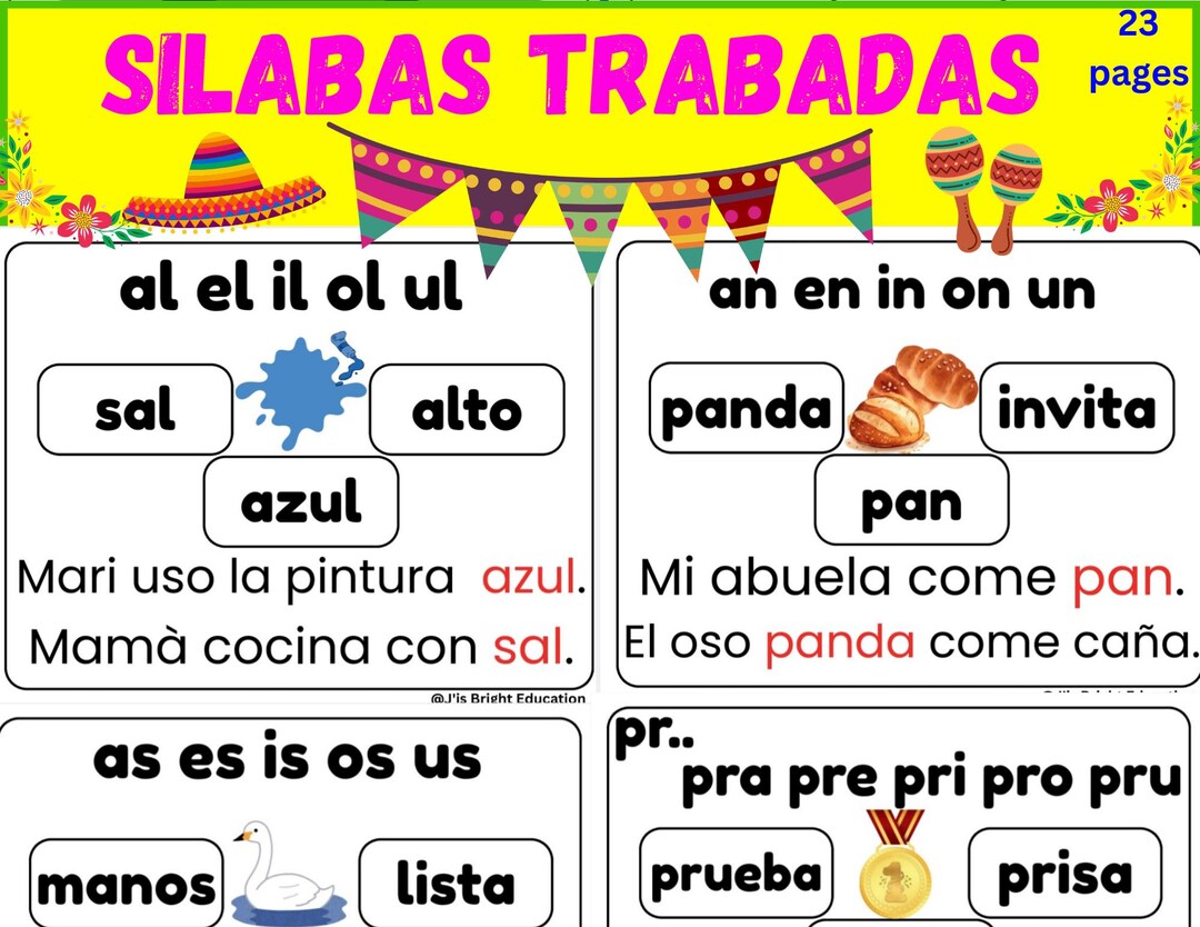 Spanish Syllable Worksheets: Silabas Trabadas for Learning (PDF) - Etsy UK