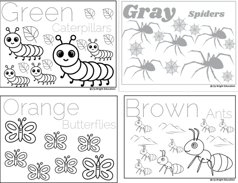 Toddler Learning Colors Flashcards: Insect Coloring Worksheets (pdfs ...