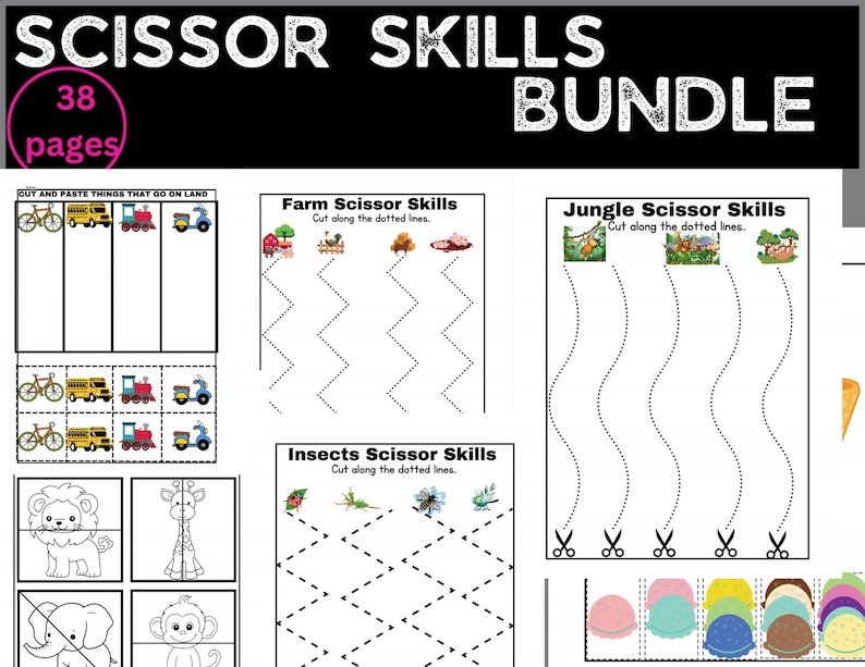 Scissor Skills- Cutting Practice- Preschool Worksheets-kids Printable ...