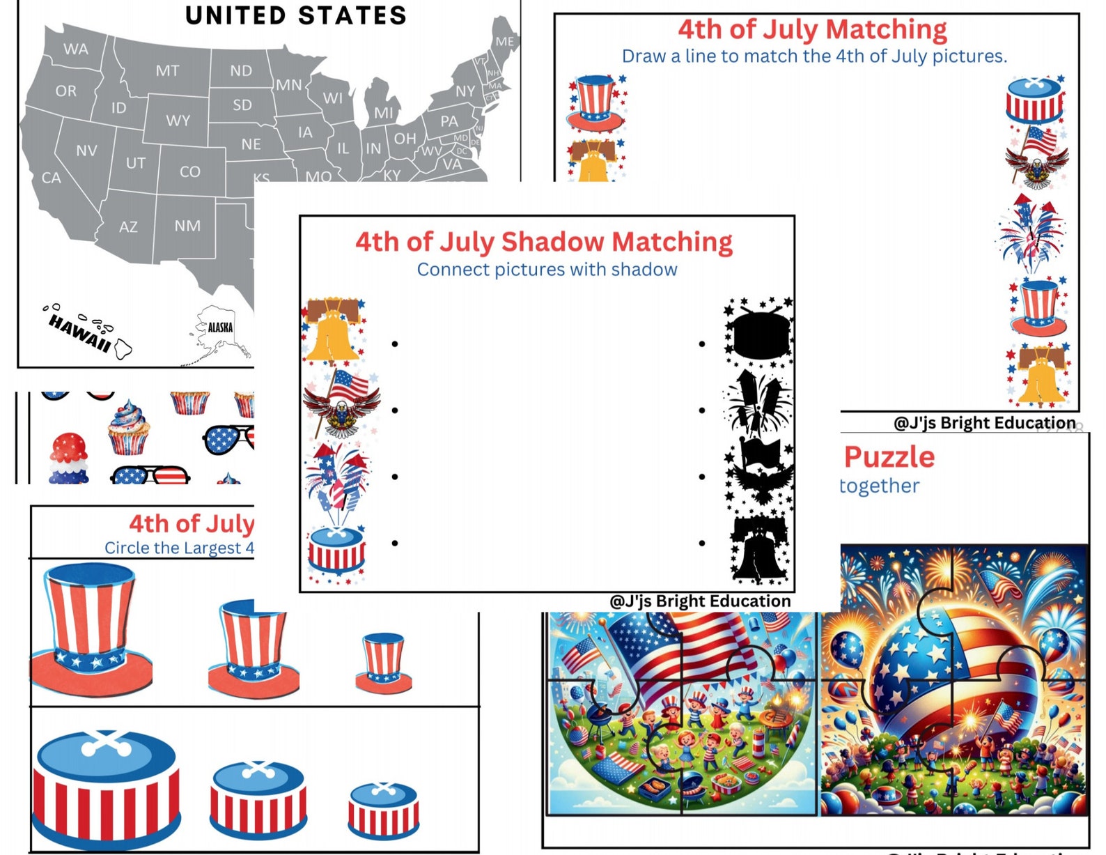 4th of July Kindergarten Packet|kindergarten Worksheets|toddler ...