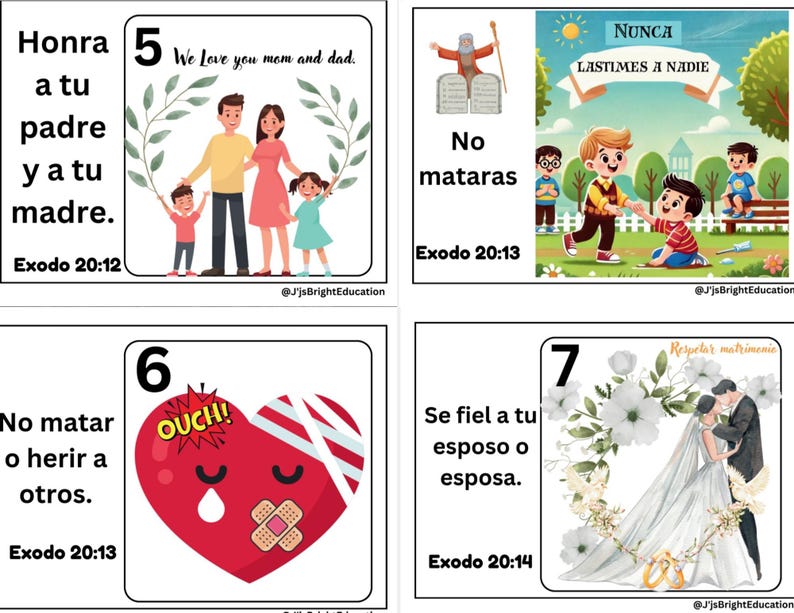 Spanish Ten Commandments Worksheets: Sunday School Bible Activity ...