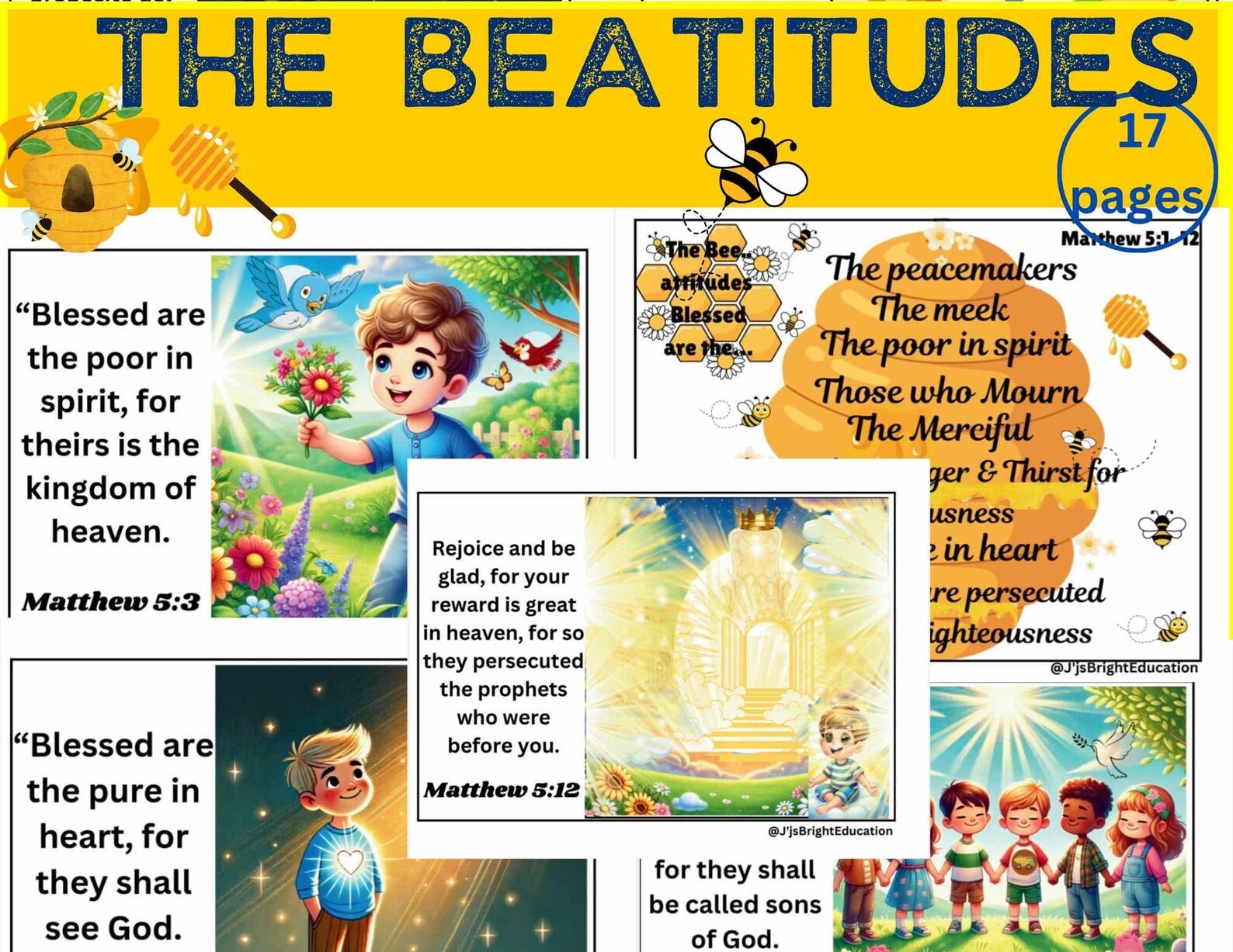 Beatitudes Worksheets: Bible Lesson Activity (PDF Files) - Etsy