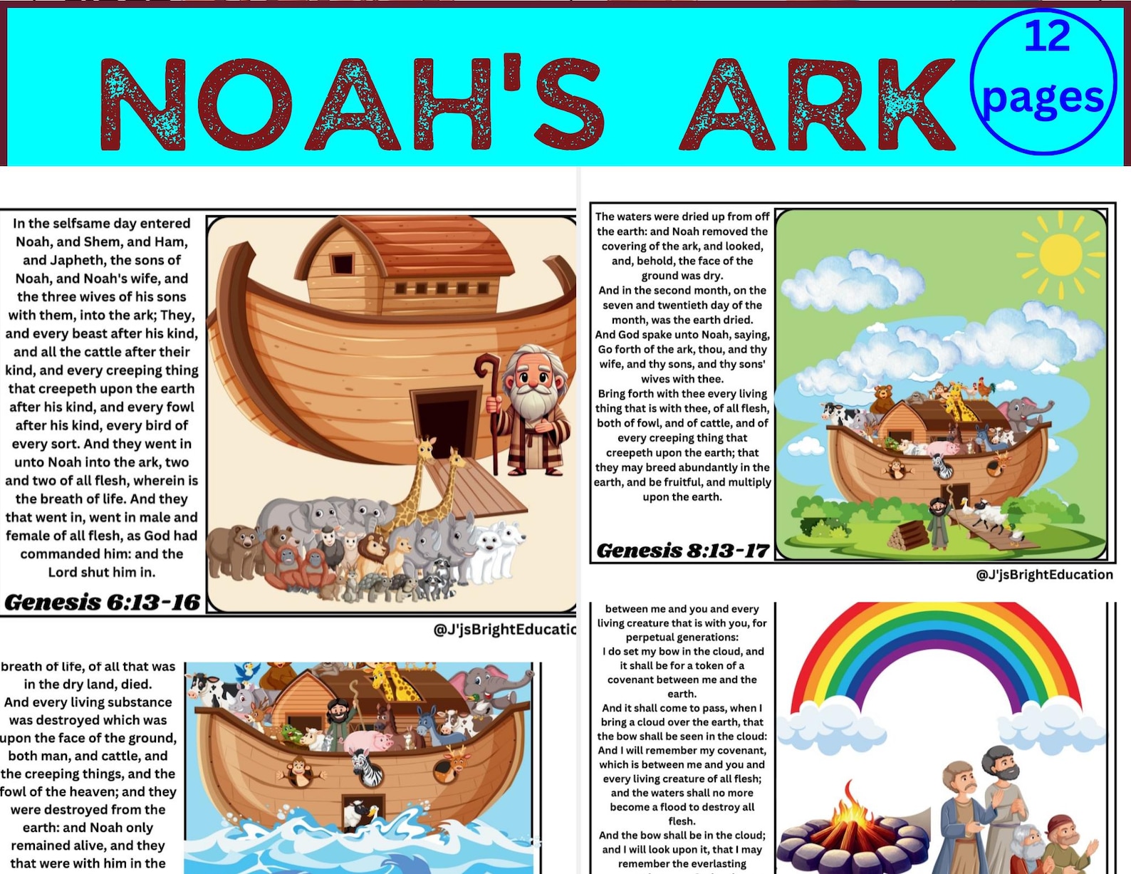 Noah's Ark Printables|christian Kids Activities|noah's Biblical Story ...