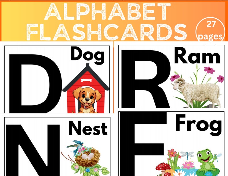 Jumbo Alphabet Flashcards: Preschool Learning Abcs (pdfs) - Etsy