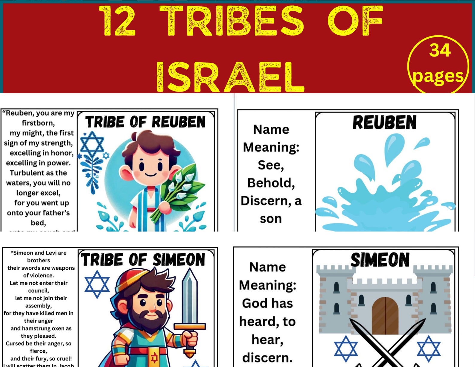 Hojas de trabajo de las 12 tribus de Israel: Imprimibles para el ...