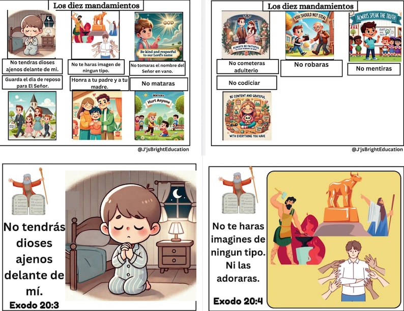 Spanish Ten Commandments Worksheets: Sunday School Bible Activity ...