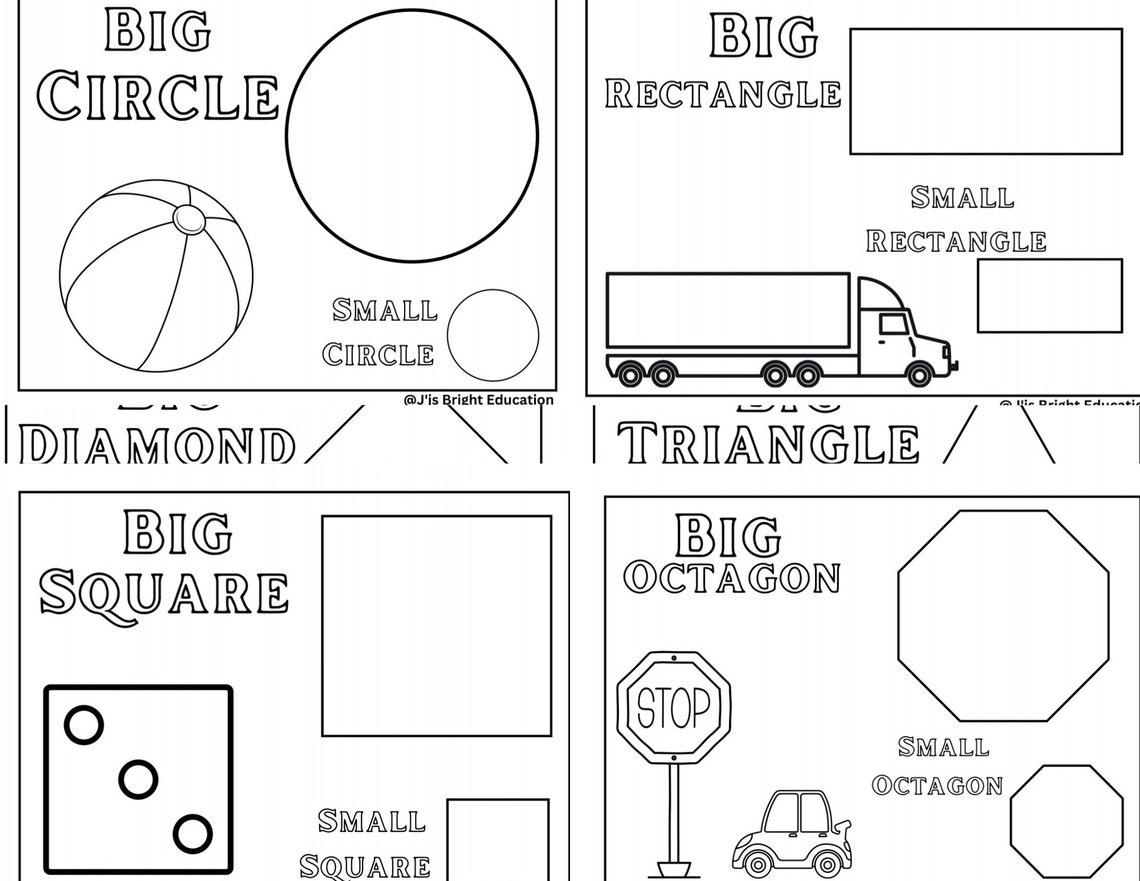 Shapes Coloring Worksheets: Preschool Learning Printables (instant ...