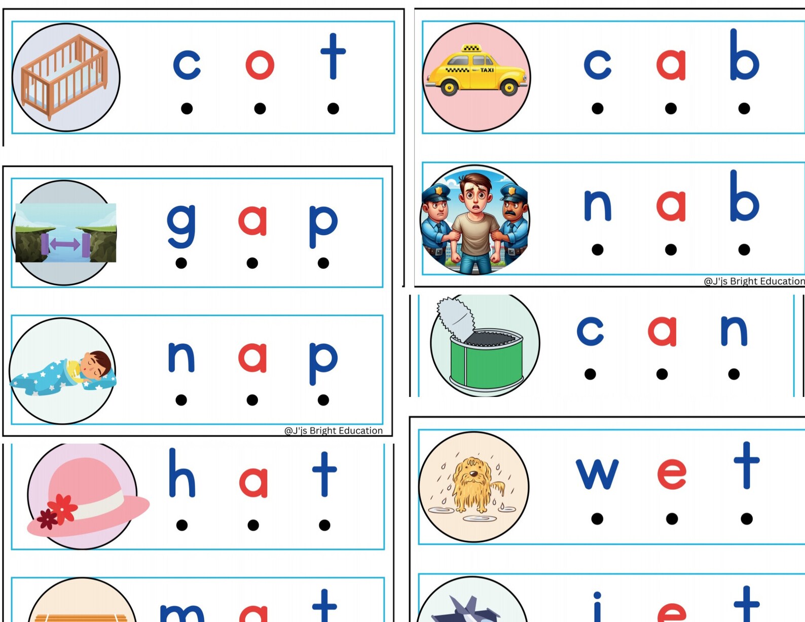 CVC Words Flashcards-cvc Printable Flashcards-blending Sounds-phonics ...