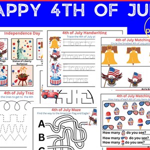 4th of July Kindergarten Packet|kindergarten Worksheets|toddler ...