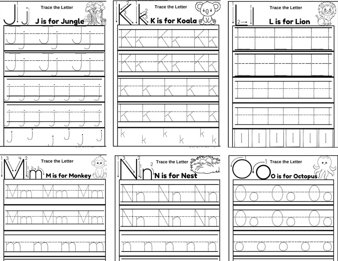 Alphabet Tracing & Matching Worksheets: Preschool Kindergarten ...