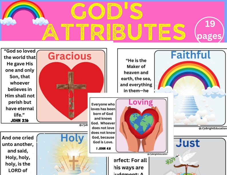 God's Attributes Printable Worksheet: Bible Lesson, Sunday School ...