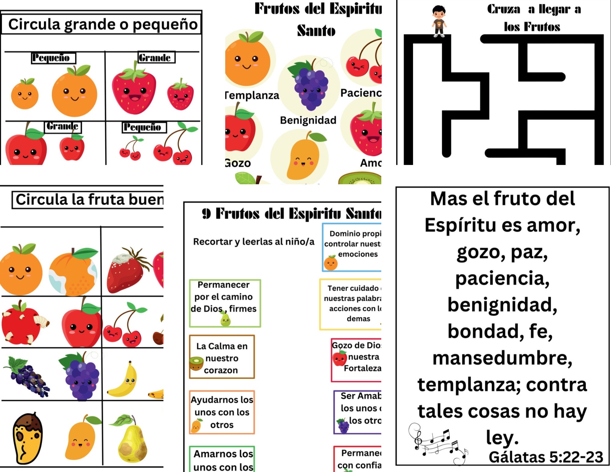 Fruits of the Holy Spirit- Kids Coloring Pages-sunday School Activity ...