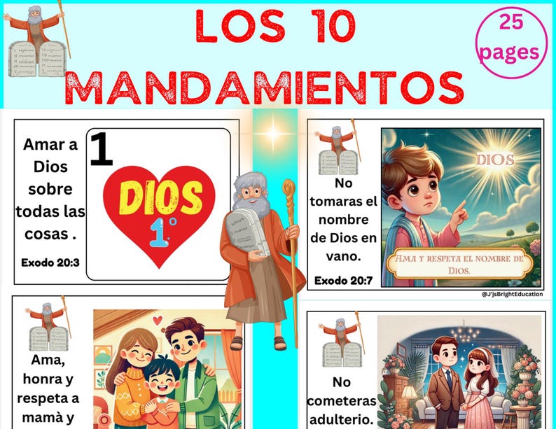 Spanish Ten Commandments Worksheets: Sunday School Bible Activity ...