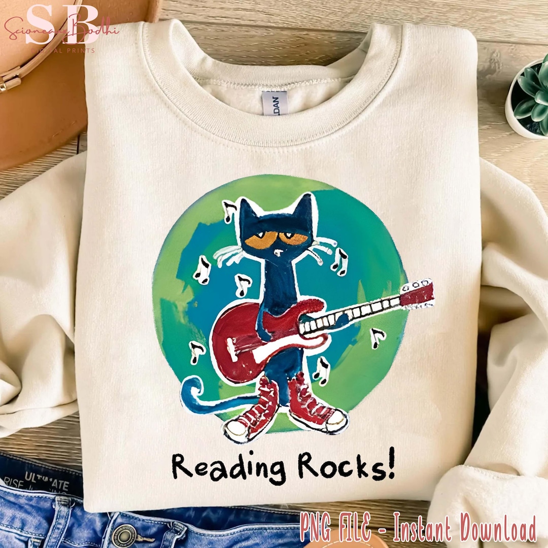 The Pete Cat Reading Rocks Png, Pete the Cat Too Cool for School Png ...
