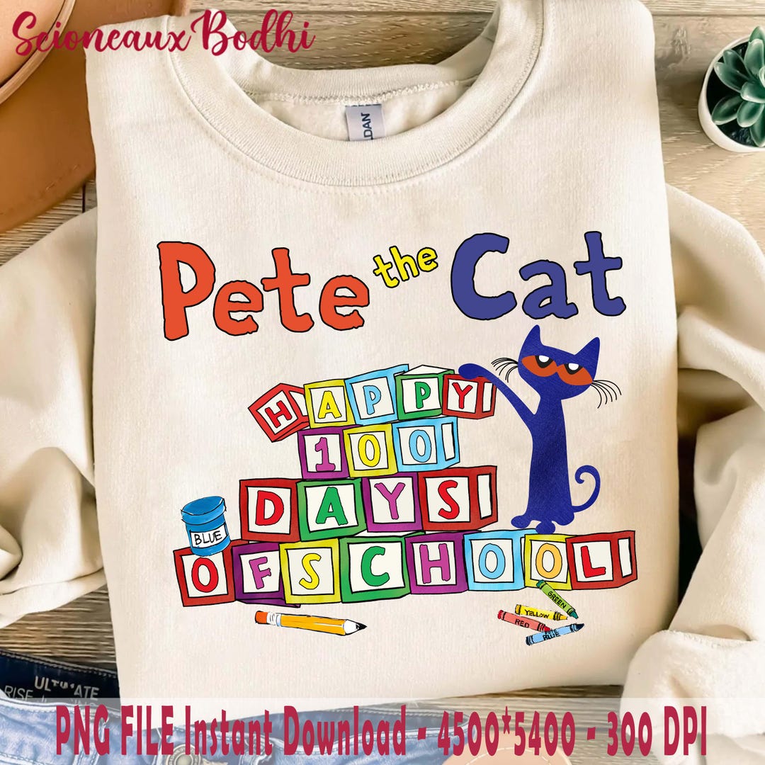 Pete the Cat Happy 100 Days School Png, Pete the Cat Too Cool for ...