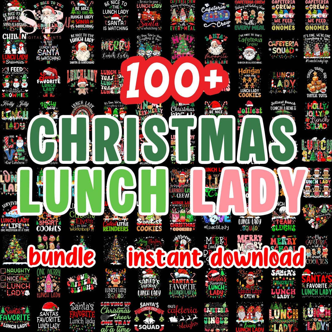 100+ Lunch Lady Christmas Png Bundle, Santa's Favorite Lunch Lady Png ...