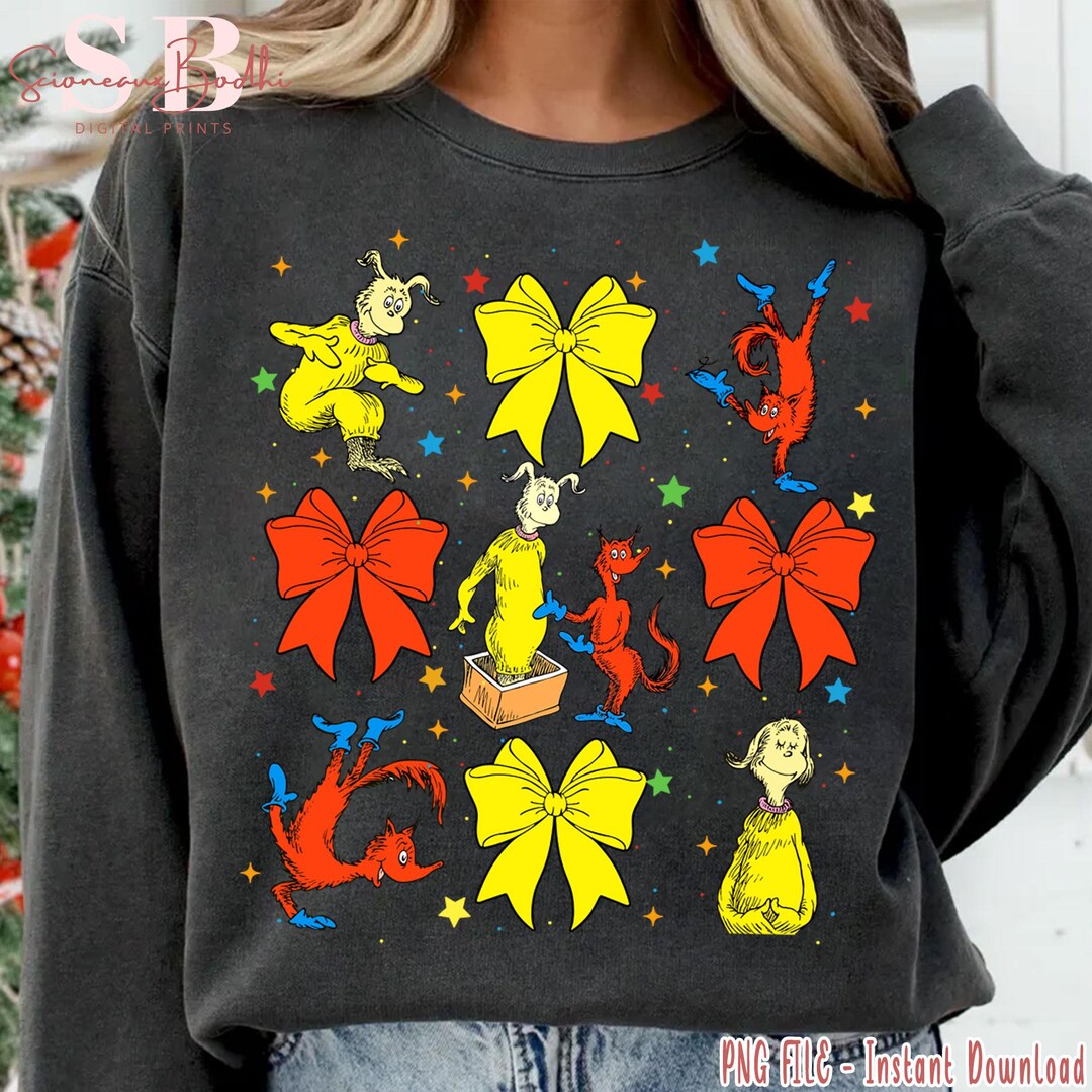 Dr Seuss Day PNG, Fox in Socks Coquette Bow Png, Cat in the Hat Png, Dr ...