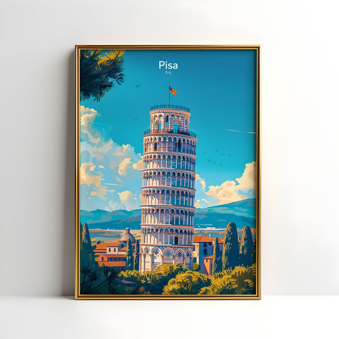 Pisa Poster Italy, Leaning Tower of Pisa Picture, Italy Art, Digital ...